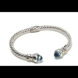 Jewelry | Ss Vintage Cable Blue Topaz Bangle Brac | Poshmark